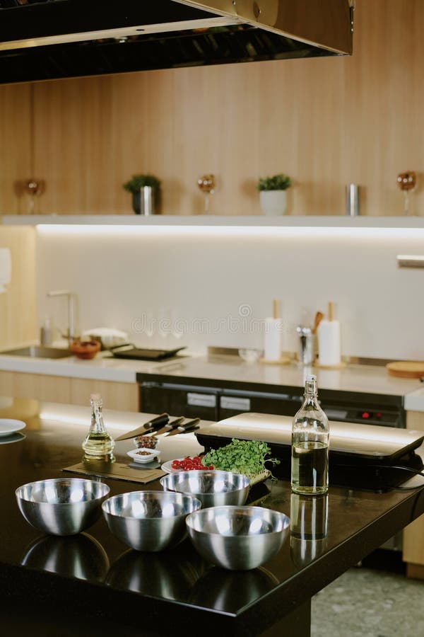 Kitchen Counter with Equipment Stock Image - Image of electronic ...