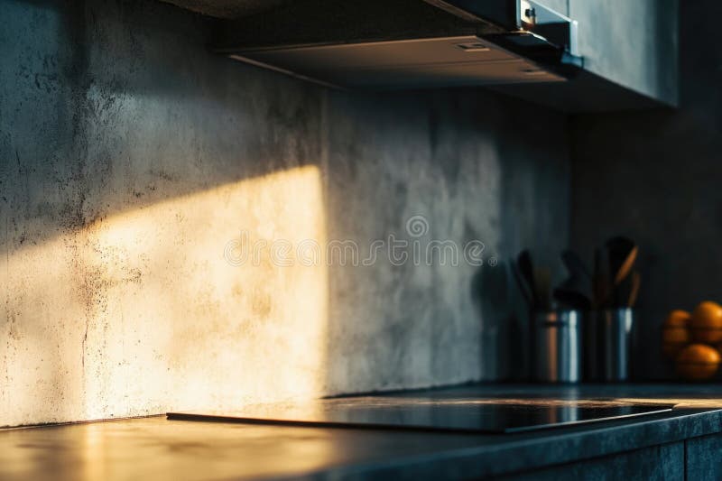 A Kitchen Counter Featuring a Modern Stove Top Oven and Surrounding ...