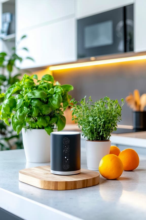 A Kitchen Counter with a Plant and Oranges on it Stock Photo - Image of ...