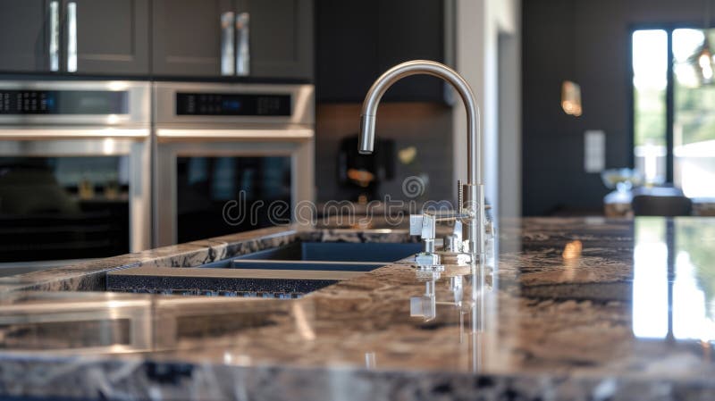 A Kitchen Counter with a Sink and Oven. Perfect for Showcasing a Modern ...