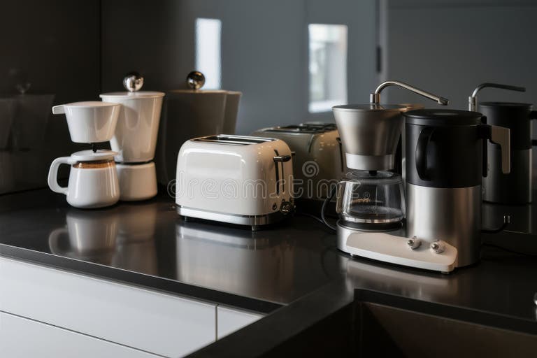 A Kitchen Counter with a Toaster, Coffee Maker and Blender, AI Stock ...