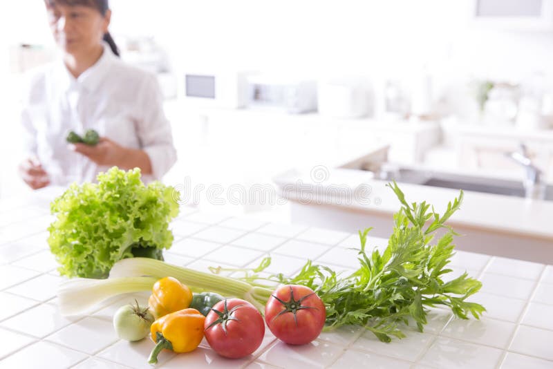 The Kitchen Counter Vegetables Stock Image - Image of paprika ...