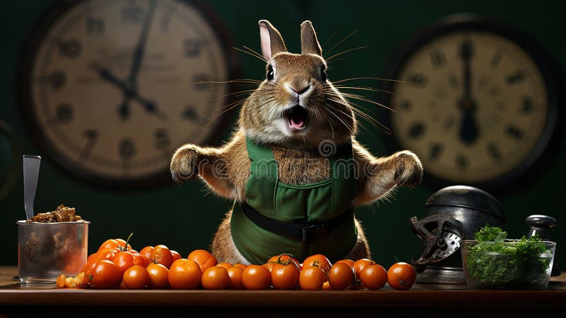 Kitchen Cuteness: Bunny Mastering Culinary Creations Stock Illustration ...