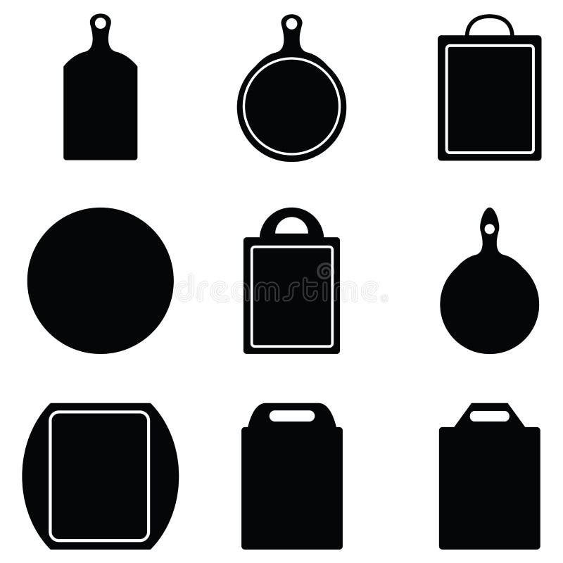 Kitchen cutting icon set stock illustration. Illustration of plank ...