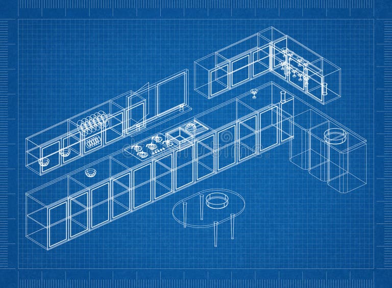 Kitchen Blueprint Stock Illustrations – 9,279 Kitchen Blueprint Stock ...