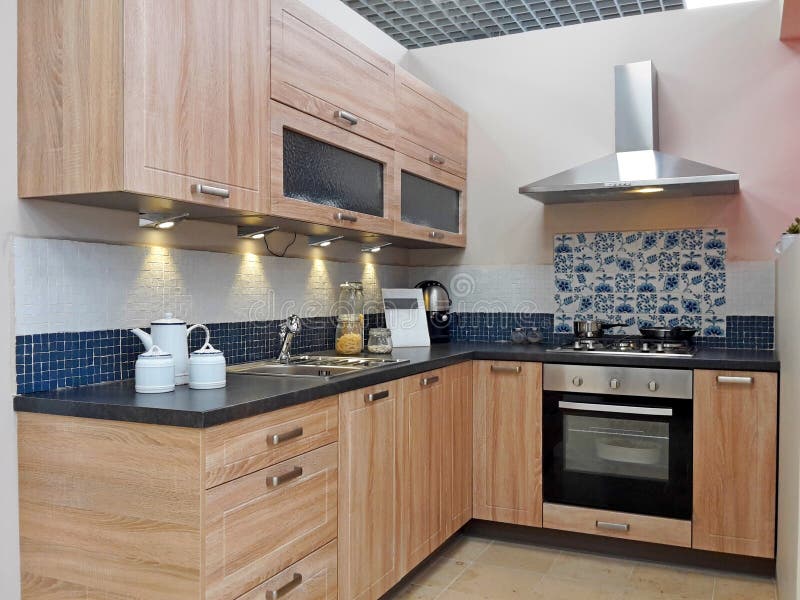 Kitchen Decor Wood with Accessories Displayed at the Store Stock Image ...