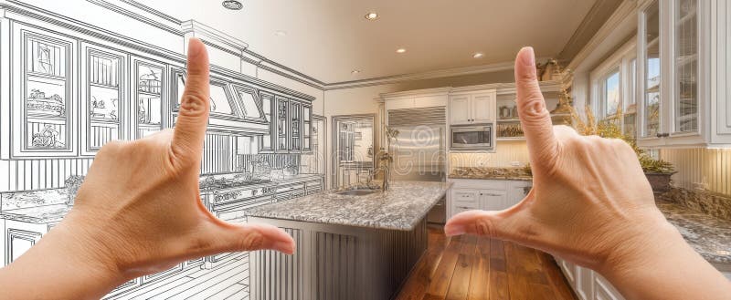 The Kitchen Design Concept Framed by Hands Signifying Innovation and ...