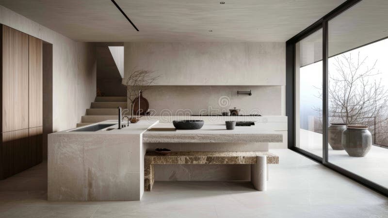 Kitchen Design Focused on Minimalism Stock Illustration - Illustration ...