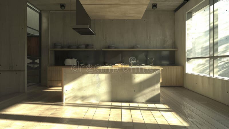 Kitchen Design Focused on Minimalism Stock Illustration - Illustration ...