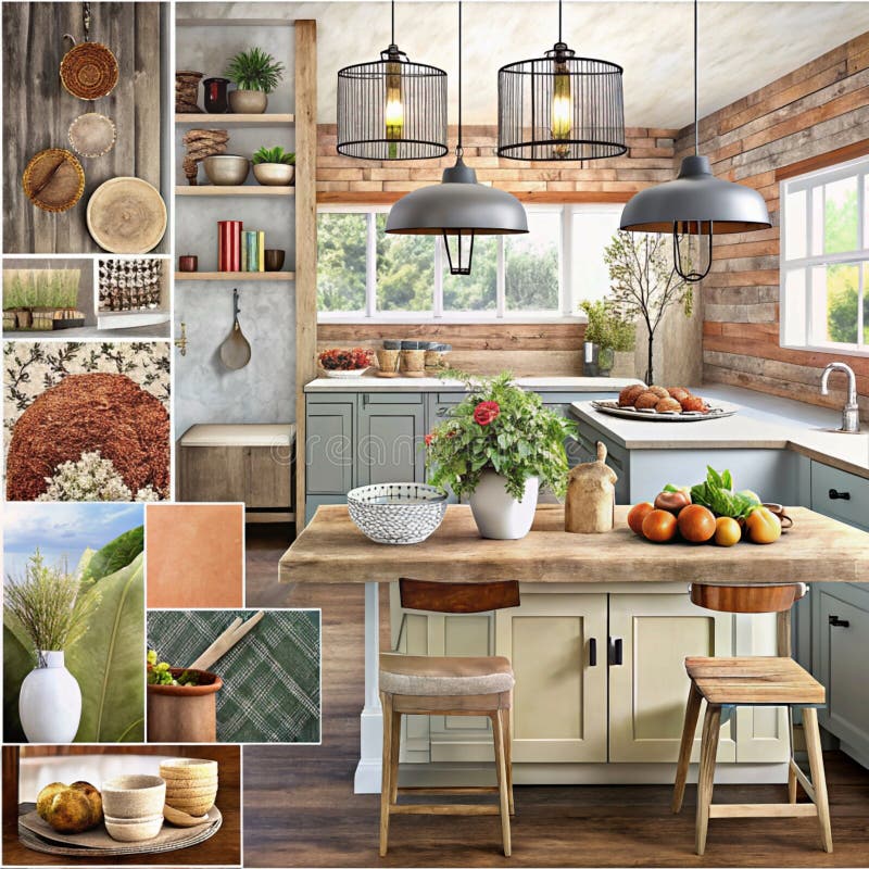 Kitchen Design Mood Board stock vector. Illustration of decorating ...