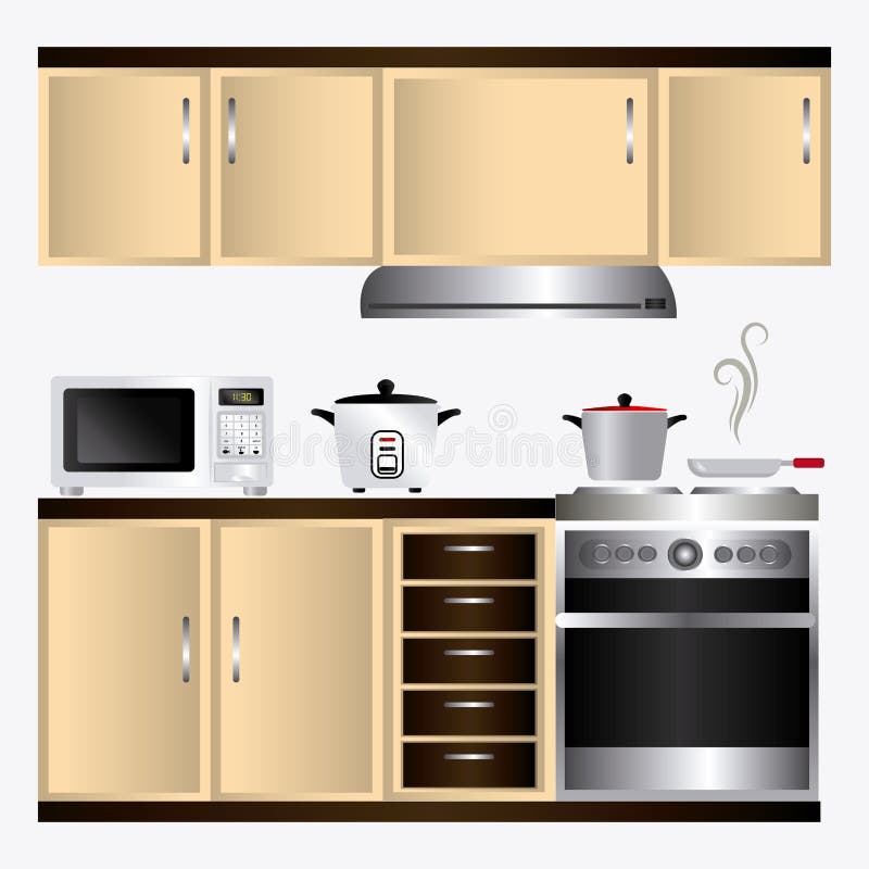 Kitchen design. stock vector. Illustration of dinner - 61577212