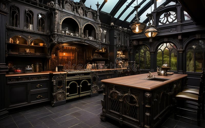 Kitchen Design: Victorian Gothic Style. Stock Illustration ...