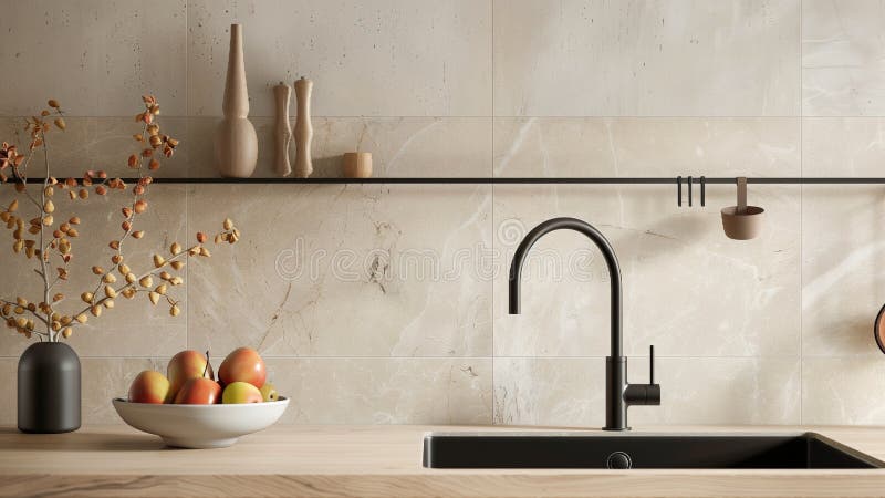 Interior of Modern Kitchen, Frontal View of Modern Nordic Kitchen in ...