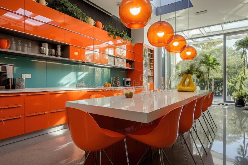 Kitchen and Dining Area in a Large House Stock Illustration ...