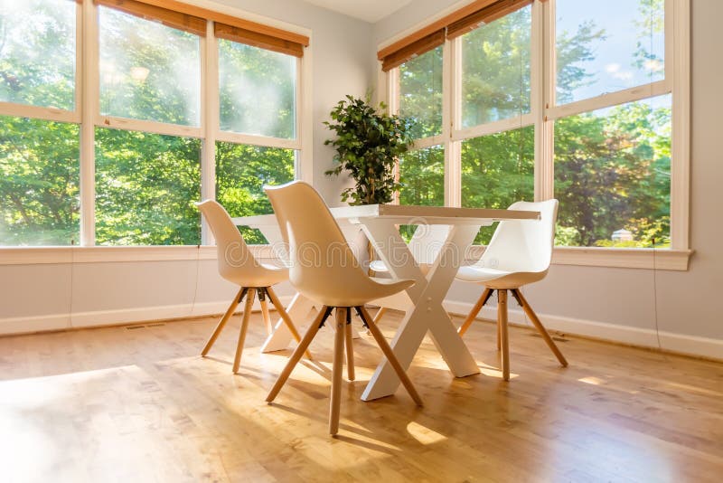 Kitchen Dining Table and Chairs Bright Interior Stock Image - Image of ...
