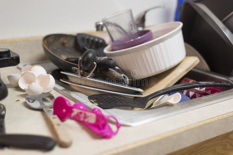Kitchen Disaster after Baking Stock Image - Image of stress, chore ...