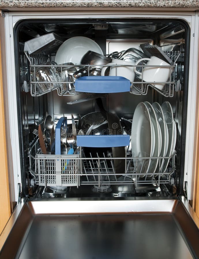 Kitchen dishwasher stock image. Image of cups, modern - 13887895