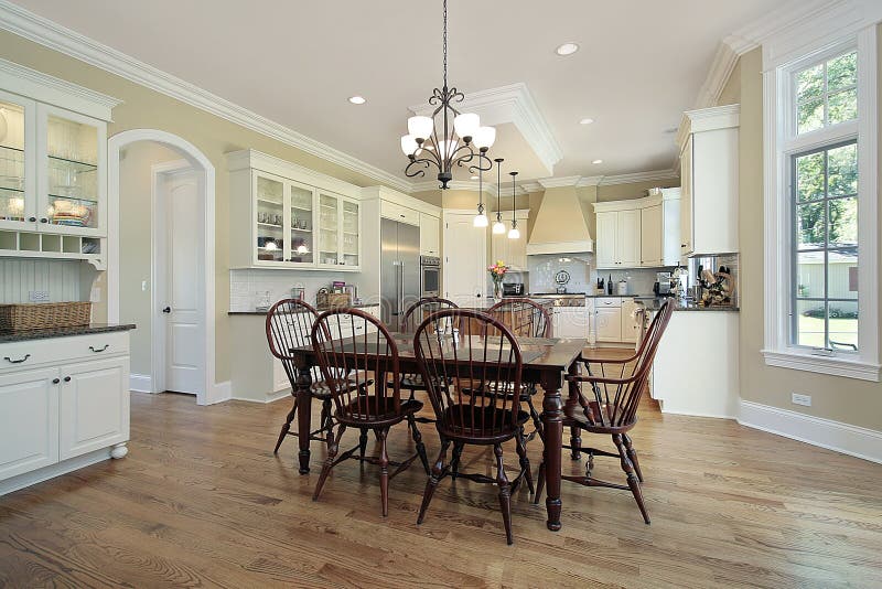 Kitchen with Eating Area and Island Stock Photo - Image of estate ...