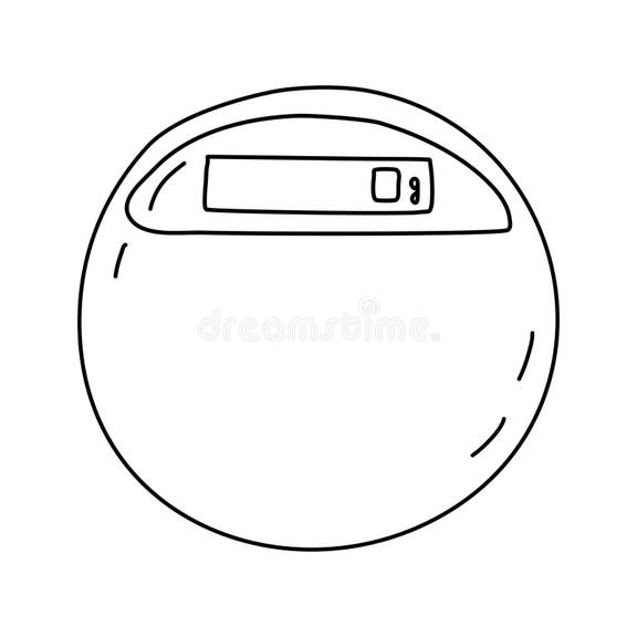 Kitchen Electronic Scale, Doodle Style Flat Vector Outline for Coloring ...