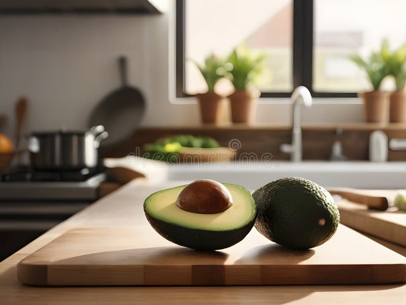 Kitchen Elegance: Avocado Perfection with Soft Afternoon Glow Stock ...