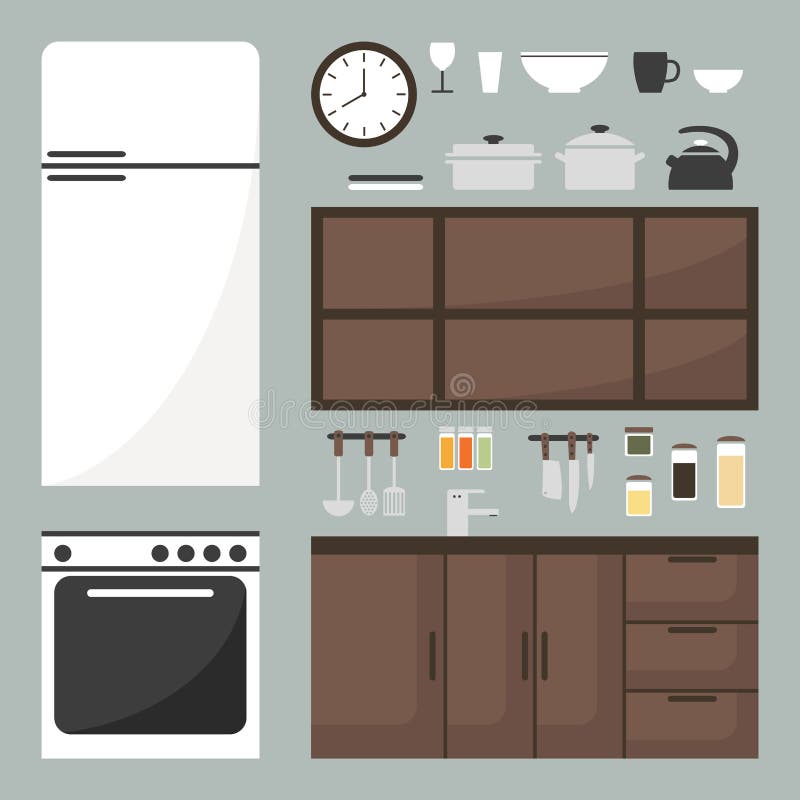 Kitchen elements - vector stock vector. Illustration of cover - 10884167