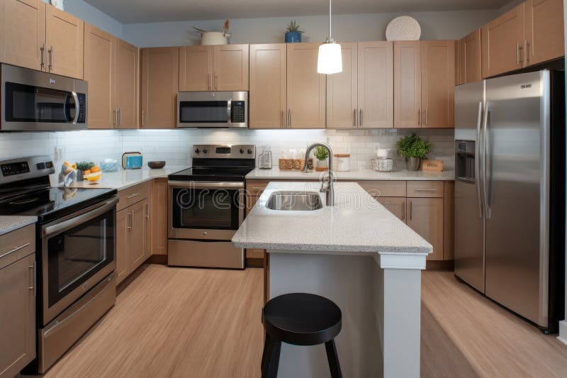 A Kitchen with Energy-efficient Appliances, Countertops, and Lighting ...