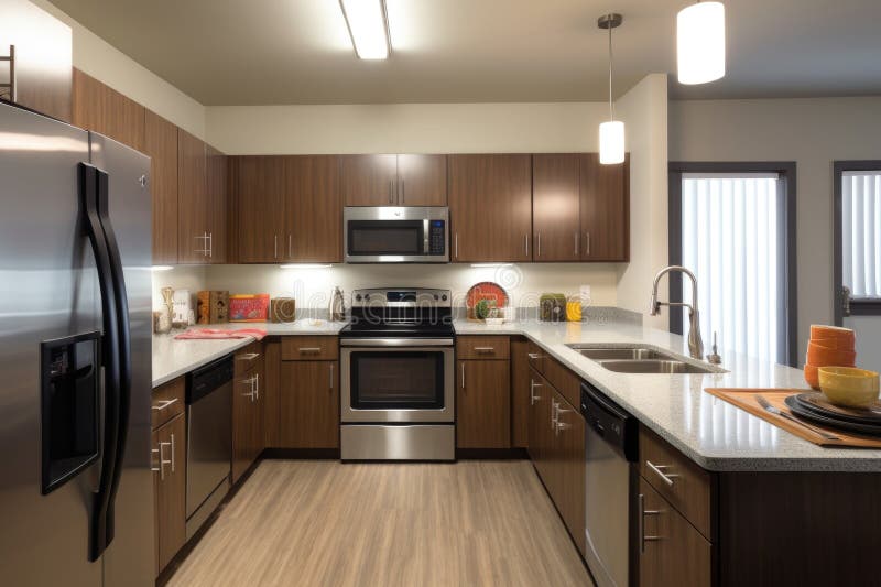 Kitchen with Energy-efficient Appliances, Led Lighting and Solar Panels ...