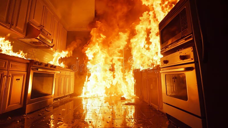 A Kitchen with a Fire Burning in the Middle of it Stock Footage - Video ...
