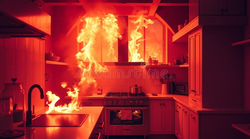 Kitchen Engulfed in Flames, Fire Spreading Rapidly. Urgent Need for ...