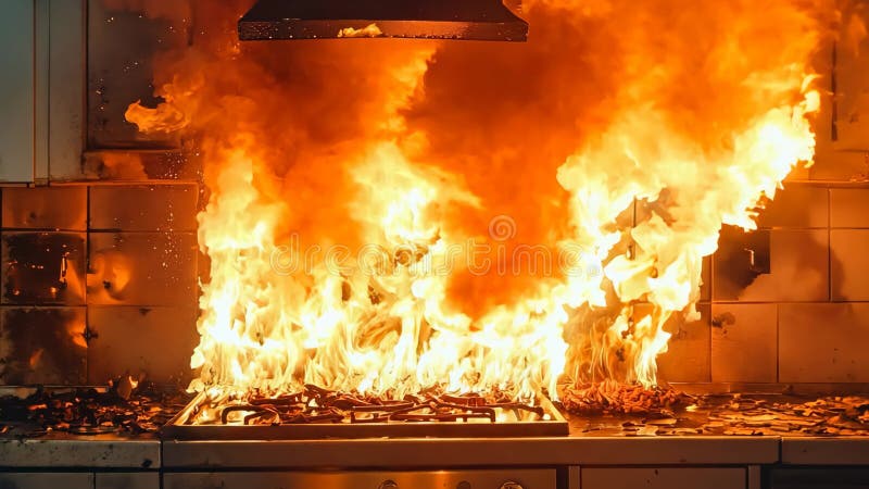 A Stove that is on Fire in a Kitchen Stock Video - Video of stove ...