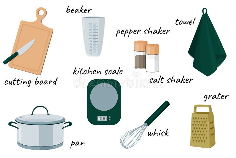 Kitchen Equipment Collection. Set of Vector Objects for Cooking Stock ...