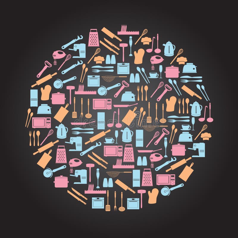 Kitchen Equipment and Cooking Utensils Icons Stock Vector ...