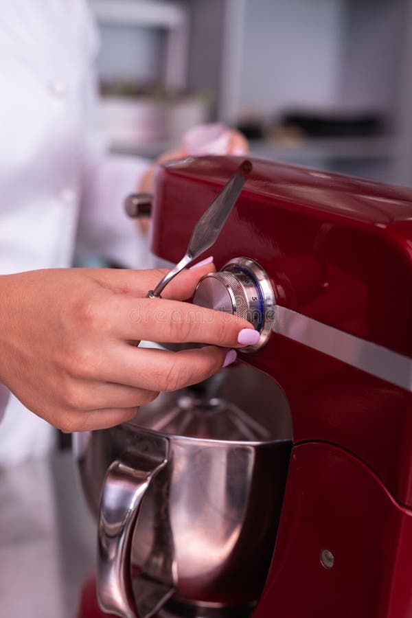 Professional Baker Using Modern Kitchen Equipment Stock Photo - Image ...