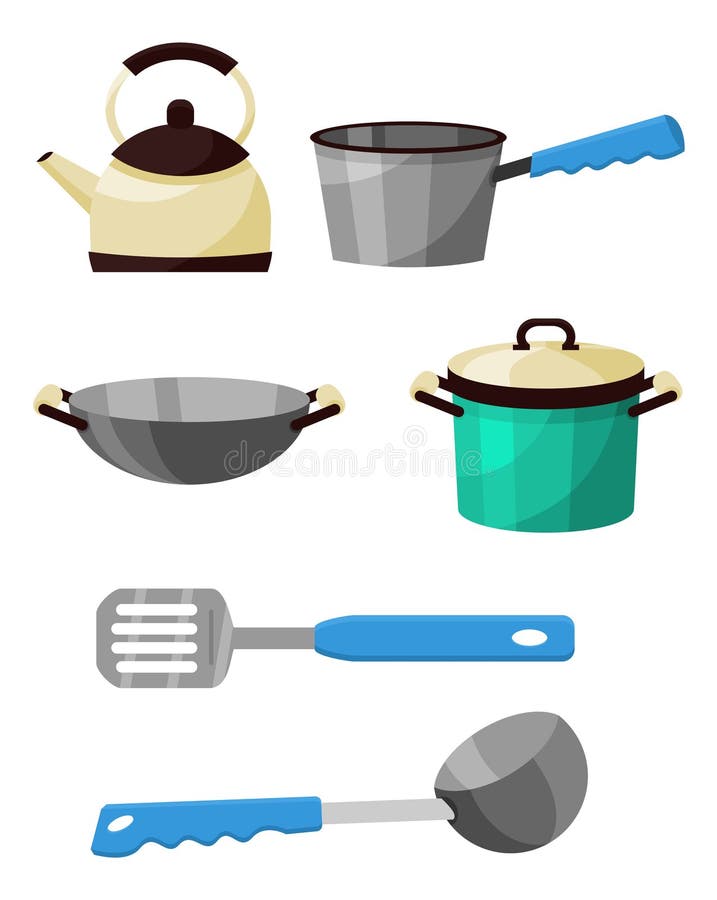 Kitchen Equipment Vector Illustration Set Stock Vector - Illustration ...