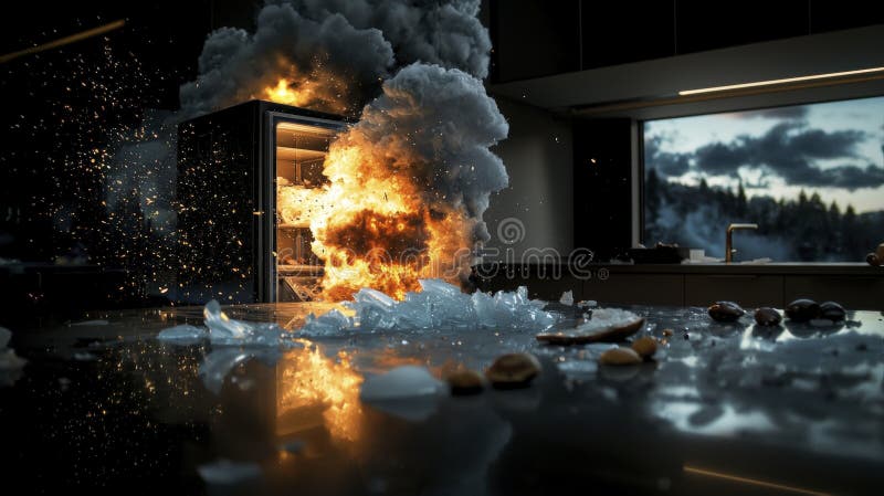 Kitchen Explosion Incident Modern Home Image Capture Urban Setting ...