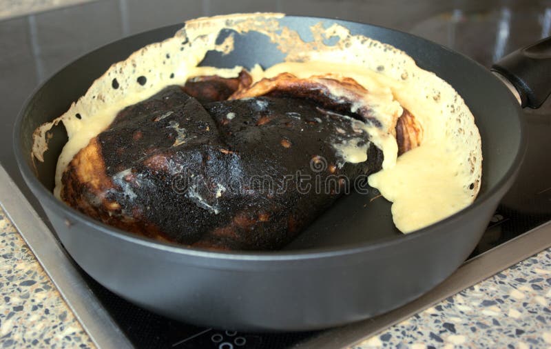 Kitchen Fail. Burned Dish Closeup Stock Image - Image of meal, frying ...