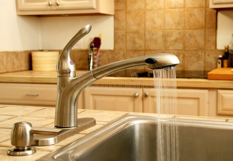 Kitchen faucet stock photo. Image of spout, running, contemporary - 3099164