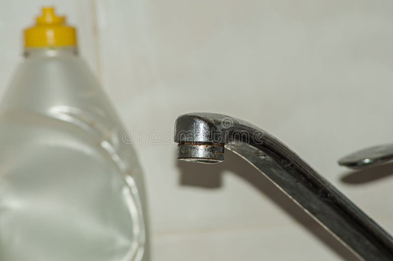 Kitchen Faucet with Drop, Faucet Tap Water Stock Photo - Image of macro ...