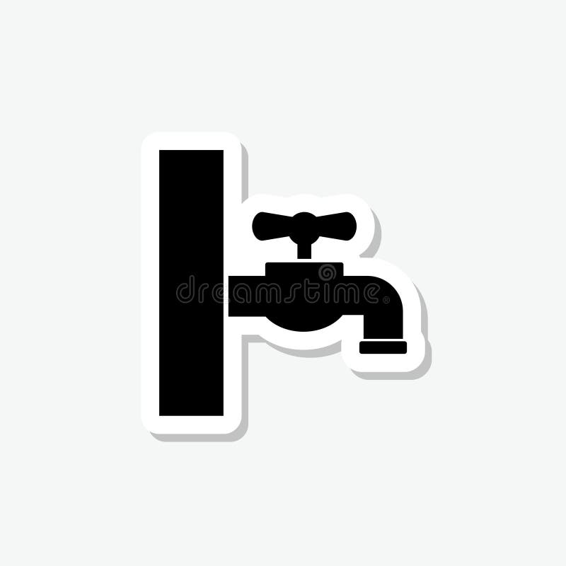 Kitchen Faucet Sticker Icon Isolated on Gray Background Stock Vector ...