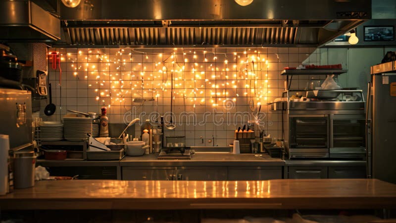A Kitchen Featuring a Multitude of Lights Installed on the Walls ...