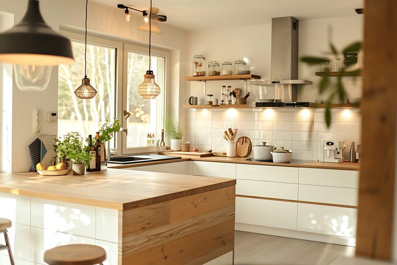 Ai Generated Spacious Modern Kitchen Ample Counter Space Cooking Entertaining Stock Photos ...