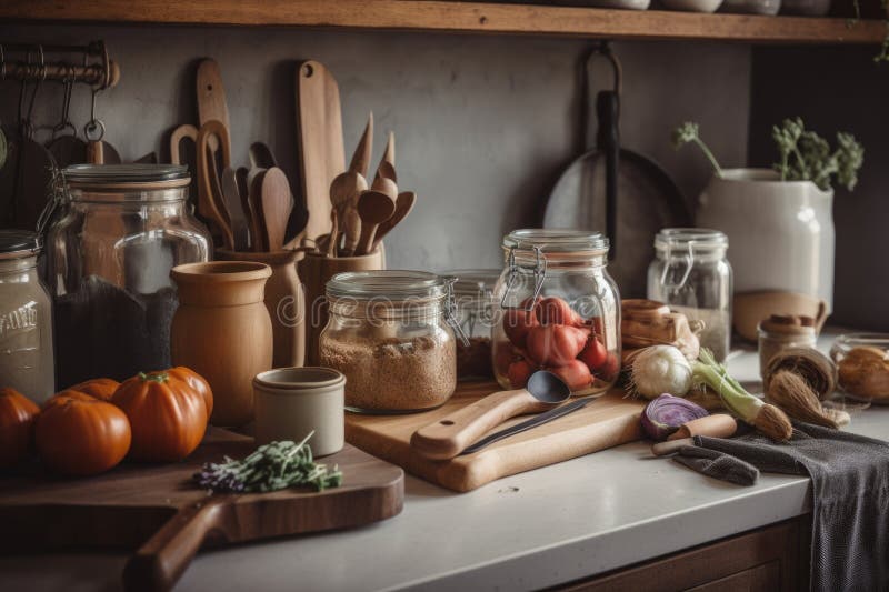 Kitchen Filled with Fresh Ingredients and Zero-waste Cooking Tools for ...