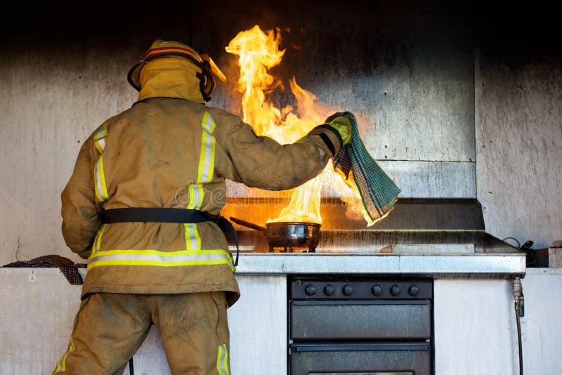 Kitchen fire stock photo. Image of smoke, danger, fighter - 5413294