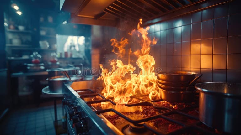 Kitchen Fire Accident, Stove Ignited in the Kitchen during Cooking ...