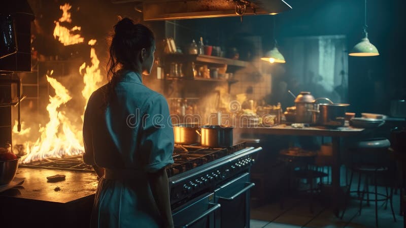 Kitchen Fire Accident, Woman are Cooking in Kitchen but Stove Ignited ...