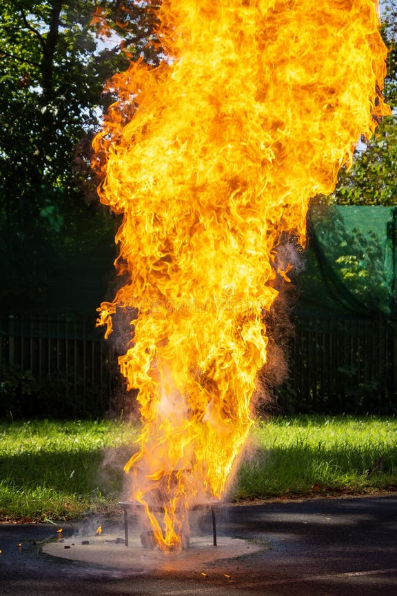 Demonstration of a Kitchen Fire at a Firefighting Demonstration Stock ...