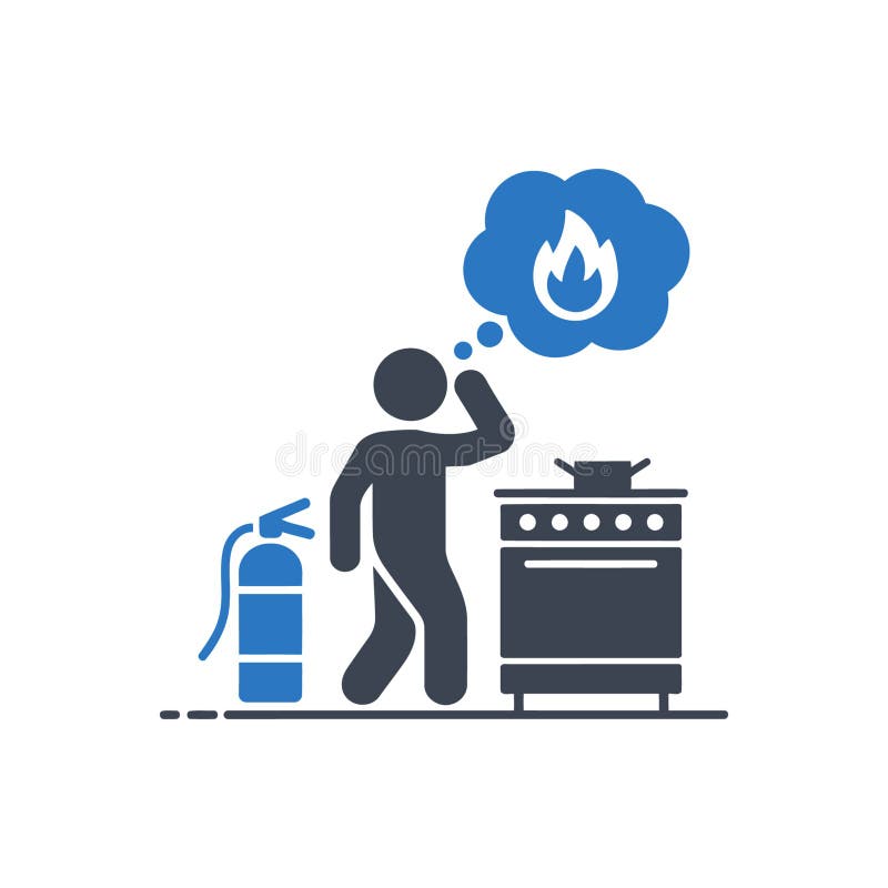 Kitchen fire thinking icon stock illustration. Illustration of worry ...