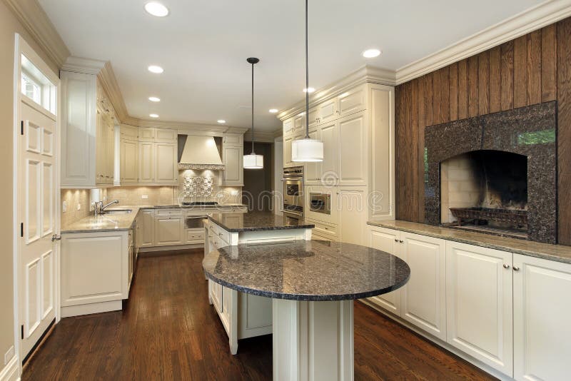 Contemporary Kitchen Design with Brown Kitchen Cabinets Stock Photo ...