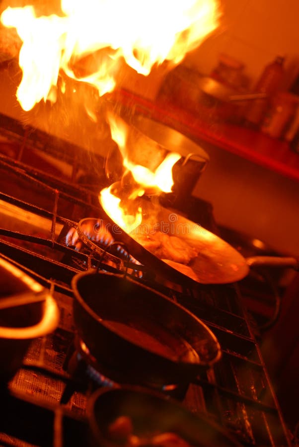 Kitchen flambe stock photo. Image of meal, fire, tasty - 8778476