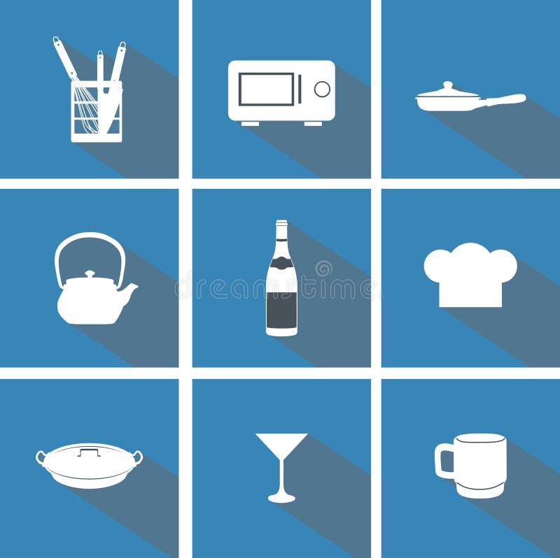 KITCHEN FLAT ICONS stock vector. Illustration of restaurant - 79277284